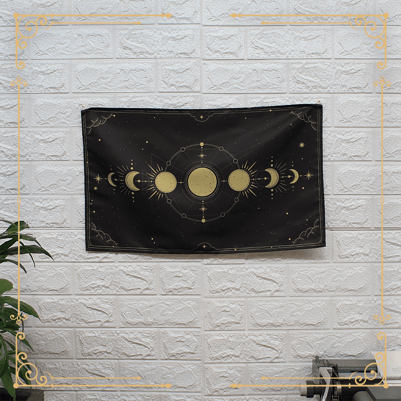Bandeira Decorativa Preta: Fases da lua! - 32x55 - Armazémdo Badiu